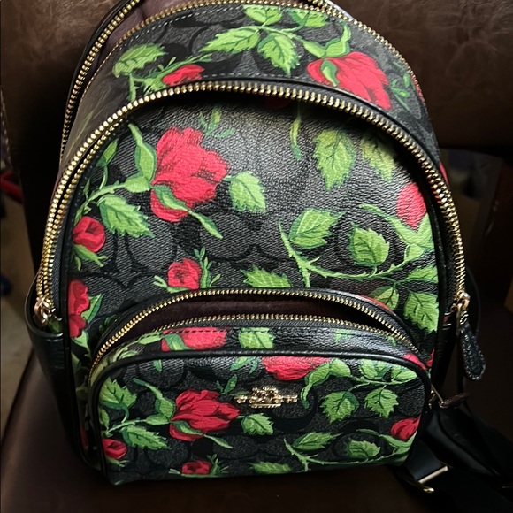 Coach | Bags | Coach Black Floral Backpack | Poshmark